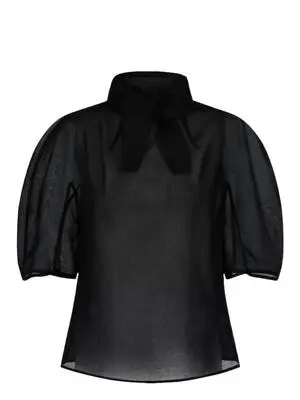 AMOMENTO Knotted Collar Top - Black