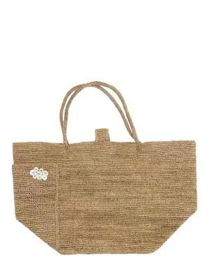 MERCIEL Raffia Appliqué Shoulder Bag - Neutrals
