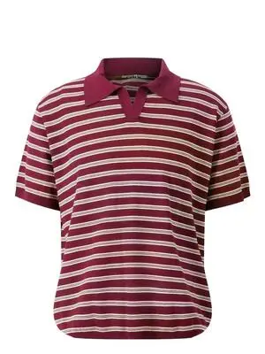 COOR Open-collar Stripe T-shirt - Red