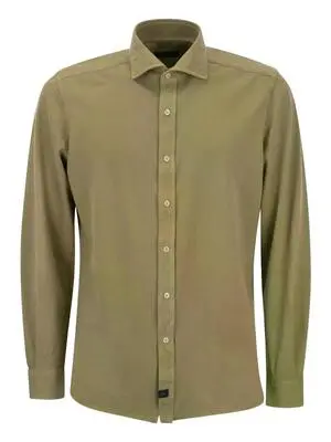 FAY French-collar Cotton Shirt - Green
