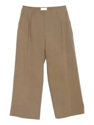THESTROY Pleated Wide Leg Trousers - Neutrals