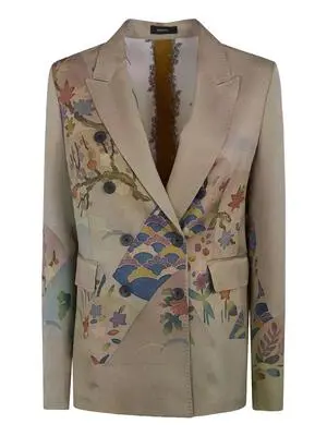 IBRIGU Floral-print Double-breasted Blazer - Neutrals