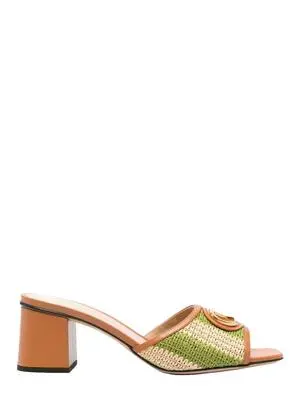 Valentino Garavani Logo Appliqué Striped Sandals - Neutrals