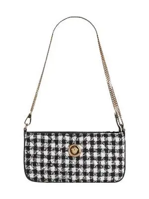 VERSACE Tweed Baguette Bag