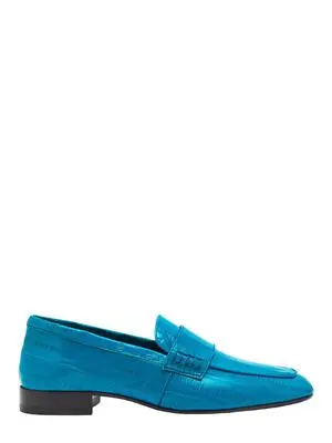 Dries Van Noten Textured Leather Loafers - Blue