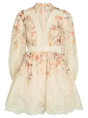 Zimmermann Luna Lace-trimmed Mini Dress - Cream