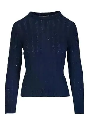Kinross Cashmere Cable-knit Crew-neck Sweater - Blue