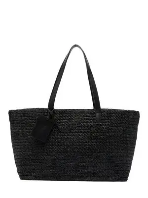 Manebí Woven Shoulder Bag With Tag - Black