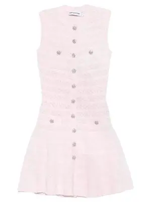 SELF-PORTRAIT Embellished Buttoned Mini Dress - Pink