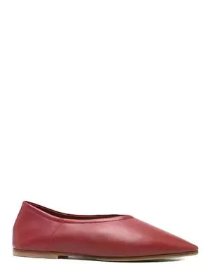 BABÚ MILANO Leather Pointed-toe Flat Pumps - Red