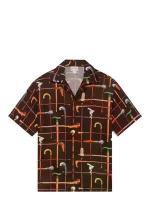 Drole De Monsieur Spread-collar Print Shirt - Brown