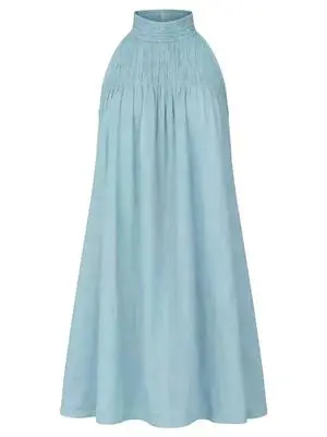 Sea Violet Smocked Halter Dress - Blue