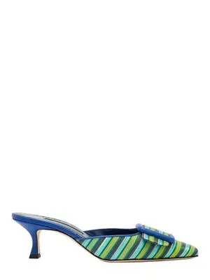 Manolo Blahnik Maysalebi Buckle Mules - Blue