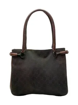 Gucci Gg Denim Shoulder Bag - Brown