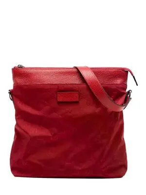 Gucci Gg Nylon Flat Messenger Bag - Red