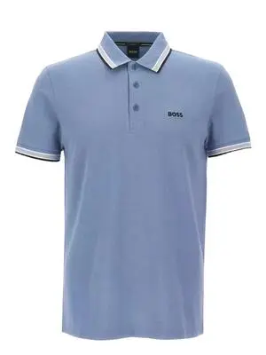 BOSS Pique Striped Polo Shirt Blue