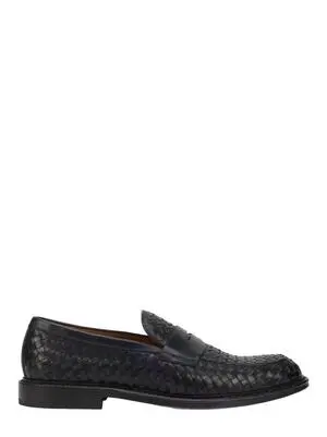 DOUCAL'S Woven Penny Loafers - Black