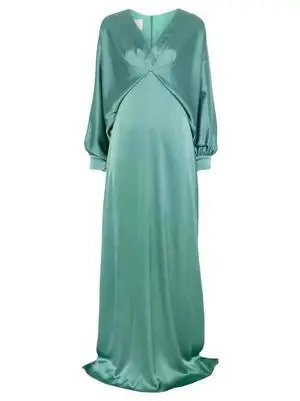 AIRE Gathered V-neck Maxi Dress - Green
