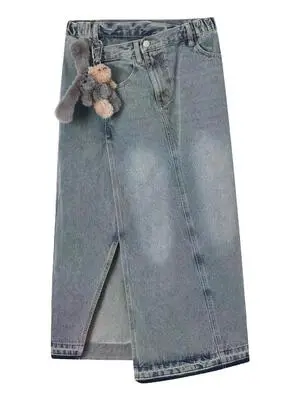 Izzue Split Hem Cotton Skirt - Blue