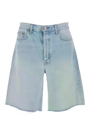 AGOLDE Frayed Denim Shorts Blue