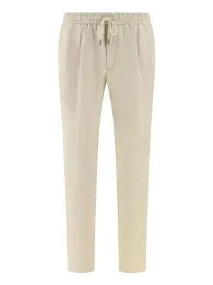Boggi Milano City Drawstring Linen Trousers - Neutrals