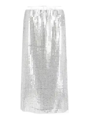 ISABELLE BLANCHE Metallic Midi Skirt - Silver