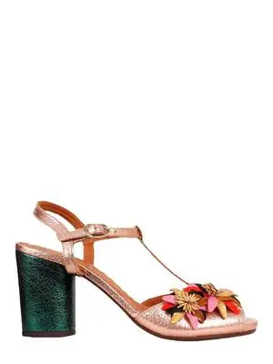 Chie Mihara Floral Appliqué Sandals - Pink