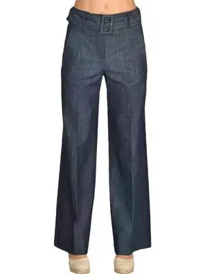SLOWEAR Wide-leg Belted Jeans - Blue