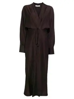 TELA Delta Tie-waist Midi Dress - Brown