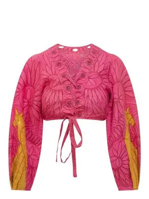 Farm Rio Eyelet Blouse - Pink