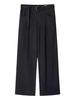 TONYWACK Belted Wide Leg Trousers - Blue