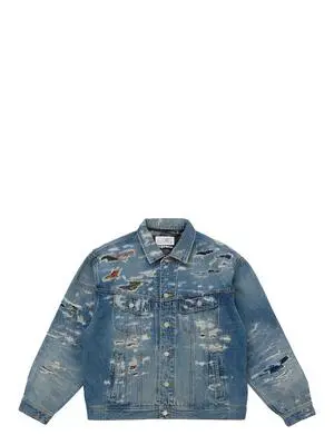 Supreme Mm6 Maison Margiela Distressed Denim Trucker Jacket - Blue