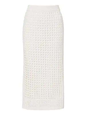 Max Mara Geode Open-knit Cotton Midi Skirt - White