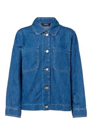 Max Mara Galante Cotton-Linen Denim Jacket Blue