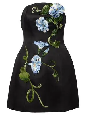 LEO LIN Zaria Floral-applique Bustier Dress - Black