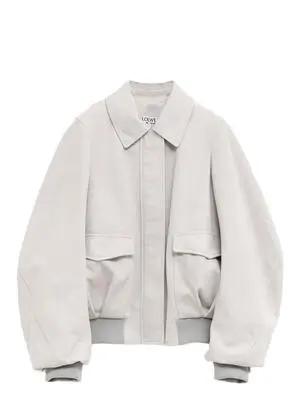 Loewe Suede Leather Bomber Jacket - Grey