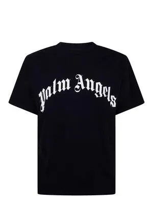 Palm Angels Curved Logo Regular Tee - Black