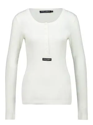 Dolce & Gabbana Long Sleeve Ribbed Top - Cotton