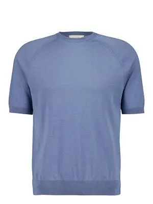 PIACENZA CASHMERE 1733 Cotton Short-sleeve Jumper - Blue