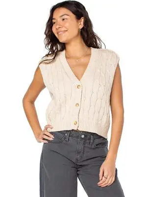 Roxy Sleeveless Button Vest - Parchment