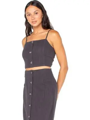 Roxy Island Nomad Cropped Top - Phantom Solid