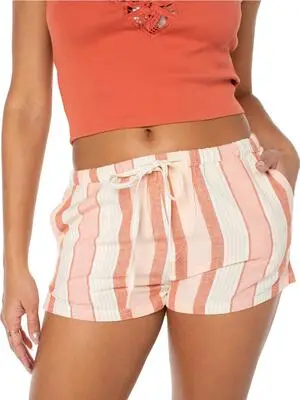 Roxy Iyla Striped Shorts - Tropical Peach Boardwalk Stripe
