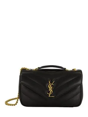 Saint Laurent Small Loulou Matelassé Chain Bag Black