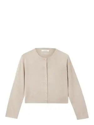 Max Mara Cropped Silk And Cashmere-Blend Cardigan Neutrals