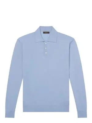 SLOWEAR Slim-fit Cashmere And Silk-blend Polo Shirt - Blue
