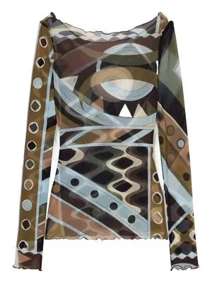 Emilio Pucci Printed Tulle Top Multi