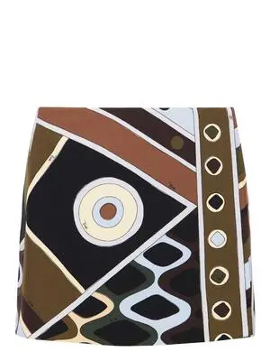 Emilio Pucci Printed Wool Mini Skirt - Green