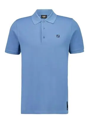 Fendi Light Blue Cotton Piqué Polo Shirt Blue