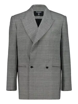 Balmain Oversized Prince Of Wales Jacquard Jacket - Black