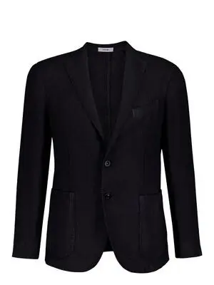 Boglioli Navy Blue Linen Notch-lapel Jacket - Grey